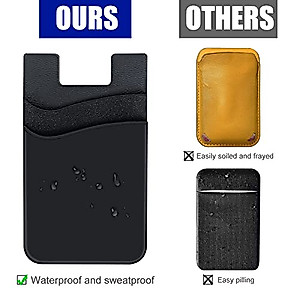 Zemexy 2Pack Phone Wallet,Silicone Credit Card Holder Stick on Double Pocket for Back of Cell Phone case-Black