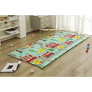 79 x 71” Baby Play Mat Reversible Foldable Floor Playmat Extra Large Thick Foam Playmat Non-Toxic Waterproof Crawling Mat for Infants Toddlers and Kids Indoor Outdoor Use (Car-Animal)