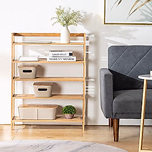 YOUDENOVA Bamboo Shoe Rack,5 Tier Wooden Shoe Shelf Storage Organizer,Perfect for Entryway,Hallway,Closet or Living Room (Natural Bamboo)