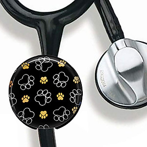Paw Prints Stethoscope Tag Personalized,Nurse Doctor Stethoscope ID Tag Customized, Medical Stethoscope Name Tag with Writable Surface-Black