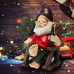 Large Garden Gnome Funny Figurine Statue, Adorable Figurine Lawn Ornament Dwarf Sculpture Patio Yard Landscape Porch Decoration Outside Gifts Decor 6.1” High 5.3” Wide - Unique Gifts