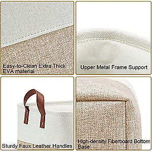 DECOMOMO Large Storage Baskets | Closet Storage Bins 17x12x13inch Canvas Baskets For Storage Laundry Nursery Toys Cloth Linen (Beige & White, XXL - 3 Pack)