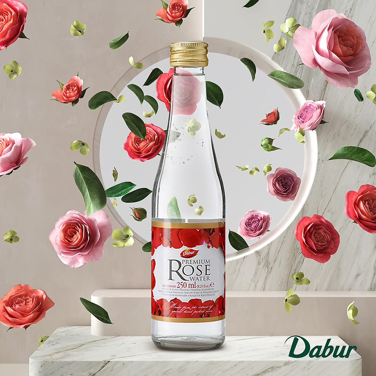Dabur Rose Water - Elevate Your Culinary Artistry & Unveil Glowing Skin w/Handpicked Red Roses - Aromatic Elixir Perfect for Enhancing the Flavors of Your Dishes & Reveals Your Beauty - 250ML