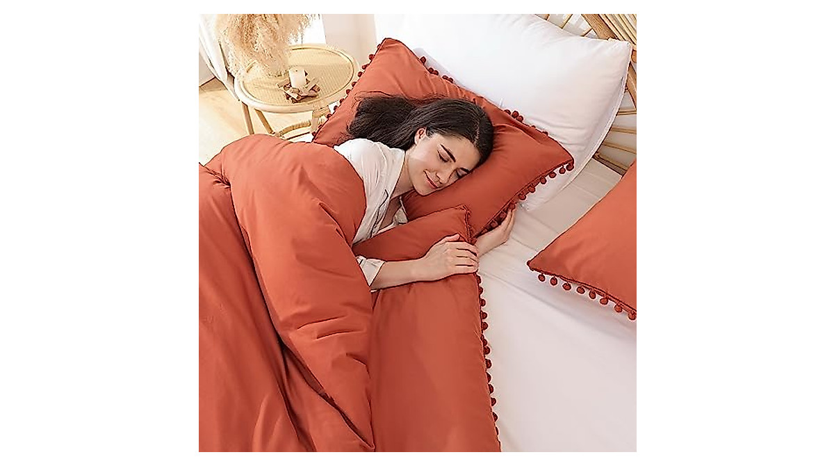 YIRDDEO Terracotta Queen Comforter Set - Boho 3pcs Bedding