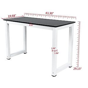 G-PLUS Computer Desk,Sturdy Small Home Office Writing Table,Black & White Modern Style Simple Gaming Study Table