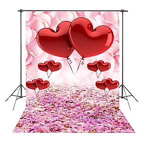 Valentine's Day Love Heart Photography Backdrops 5x7ft Pink Rose Flowers Wedding Photo Background for Pictures Newborn Bridal Shower Birthday Party Banner Decor Mother's Day Photo Studio Props