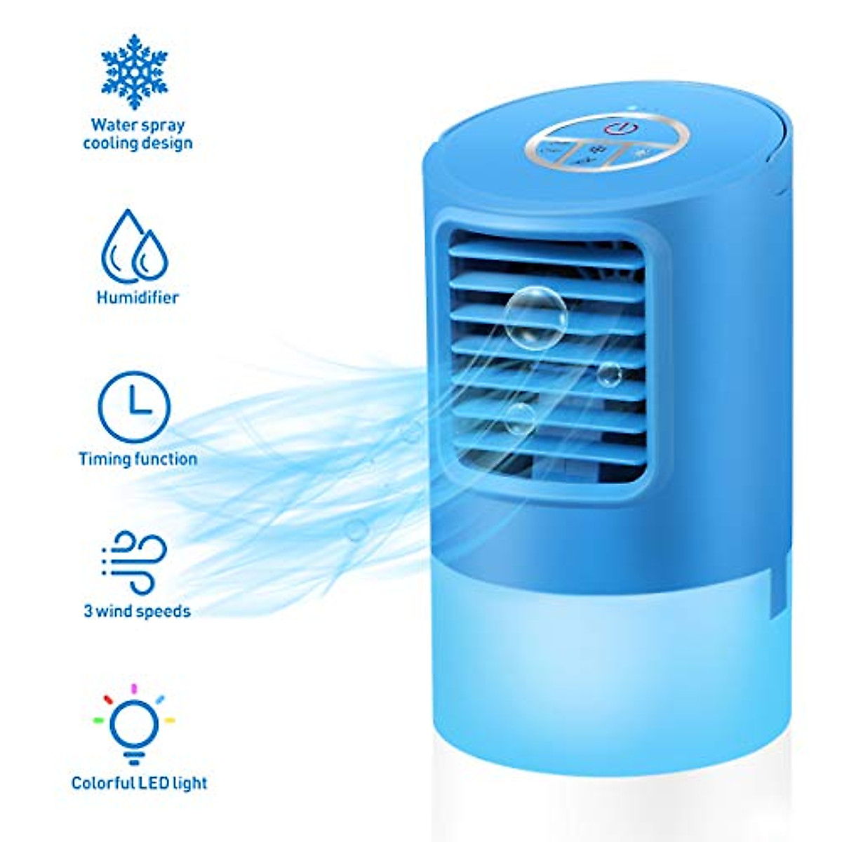 IMIKEYA Portable Air Conditioner- 4 in 1 Mini Air Conditioner Fan Personal Air Conditioner Evaporative Air Cooler 3 Speeds Small Portable Cooler Quiet Desk Cooling Fan for Home Office Christmas Gift