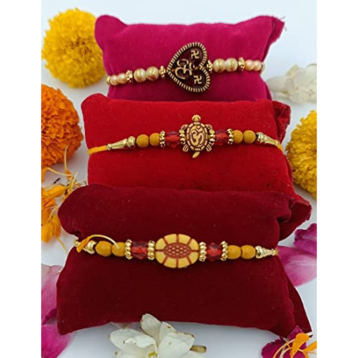 Rakhi for brother | Bracelet set of 2,3 and 4 Unique Design| Made of Brass with idol symbolic design and antique designer rakhi/bracelet | Best Gift for brother, Sister and family member. (Style 2)