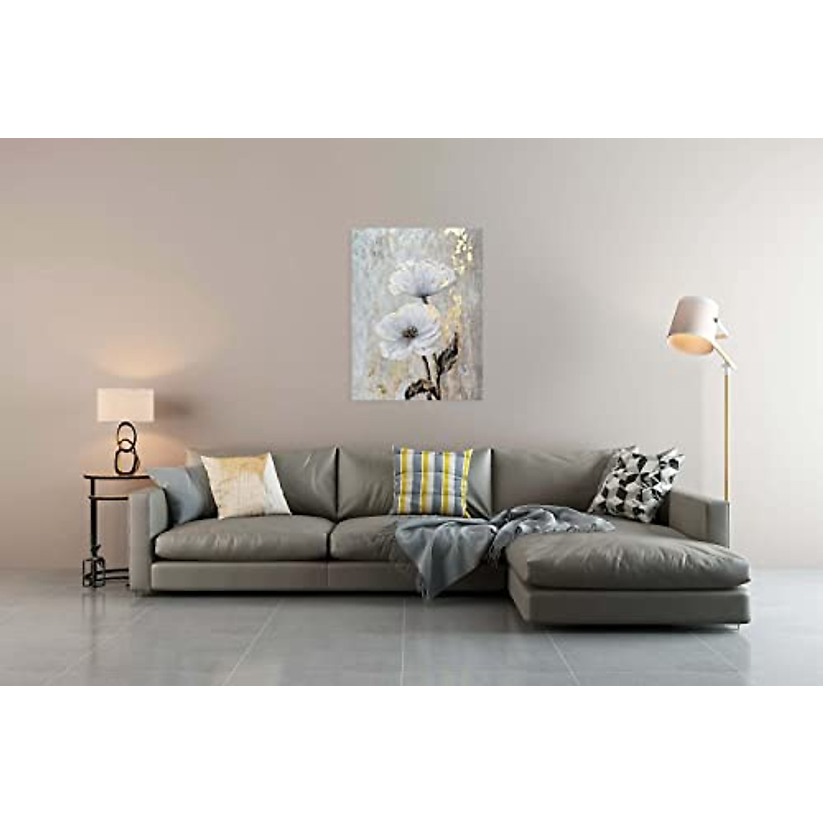 MYBEAUTYWALLA Vertical Flower Oil Painting - Hand Painted Abstract Floral Artwork with Gold Foil - Modern Still Life Pictures for Living Room Hallway Farmhouse Decor