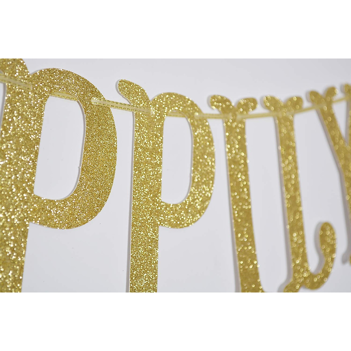 Happily Ever After Glitter Bunting Banner, Engagement,Bridal Shower, Wedding Party Decorations (Gold)