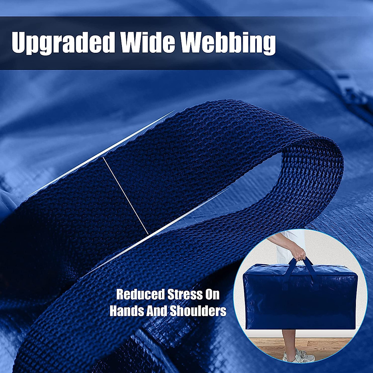 Cosy Family 8 Pack Heavy Duty Extra Large Moving Bags with Backpack Straps - Strong Handles & Zippers, Storage Totes For Space Saving, Fold Flat, Alternative to Moving Box (Set of 8, Blue)