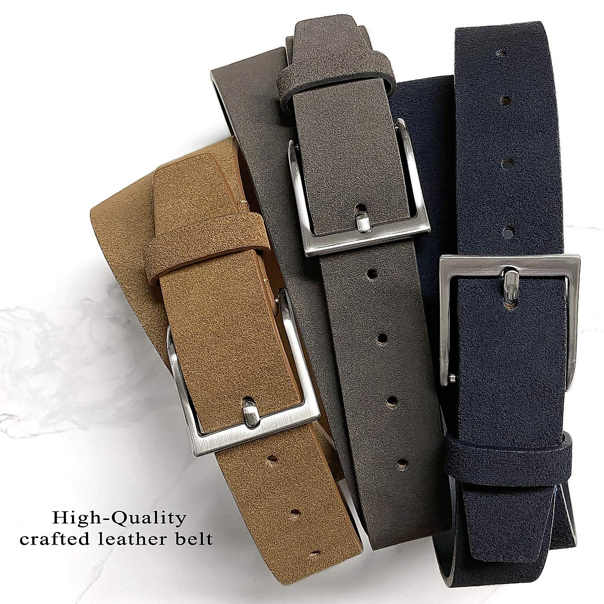 41101 Genuine Leather Suede Belt casual Jean Belt 1-1/2"(38mm) wide (Tan, 36)
