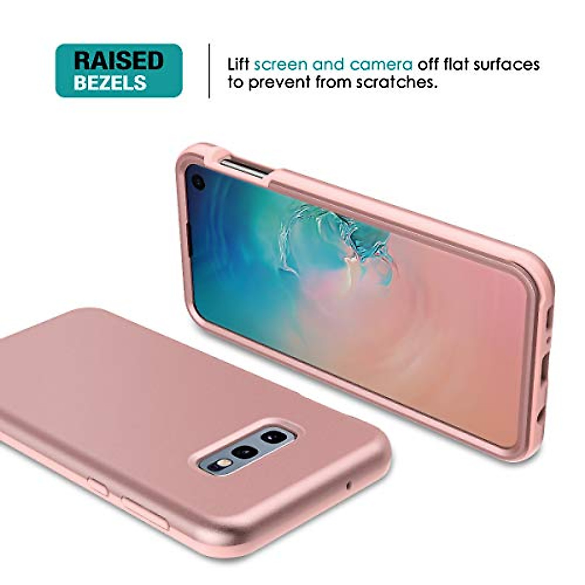 SURITCH Case for Samsung Galaxy S10e,【Built in Screen Protector】【Support Wireless Charging】 Rugged Back Cover Hybrid Bumper 360 Protective Case Matte Shockproof for S10e Case 5.8"(Rose Gold)