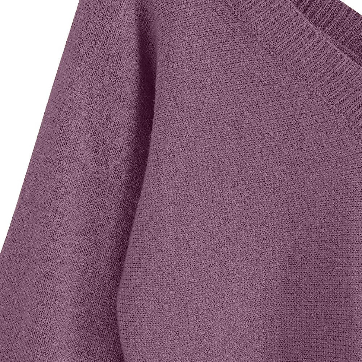ZAFUL Women's Cropped Sweater V-Neck Long Sleeve Crop Sweater Pullover Jumper Knit Top (1-Red Violet, S)