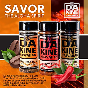 Da Kine Hawaiian Premium BBQ Dry Rub Seasoning Pack - Authentic BBQ Seasoning Blend - Perfect Gourmet Rub Spices for Smoking, Grilling & Cooking, Gluten-Free, Low Sodium, No MSG - Gift Pack (4 Oz. - 3 Pack)