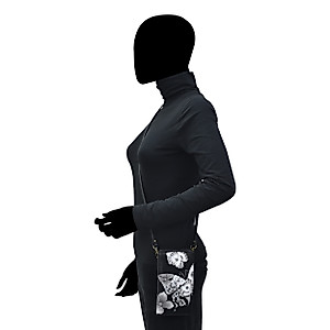 Anna by Anuchka Women's Hand-Painted Genuine Leather Phone Wallet Organizer Crossbody - Butterfly Mosaic Black