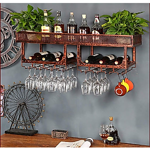 Wine Cabinets European Hanging Wine Rack Metal Iron Storage Rack Bar Home Ceiling Wall-Mounted Wine Champagne Glass Wine Glass Goblet Rack Wine Bottle Rack Multi-Size Storage (Color : A, SizHeavy