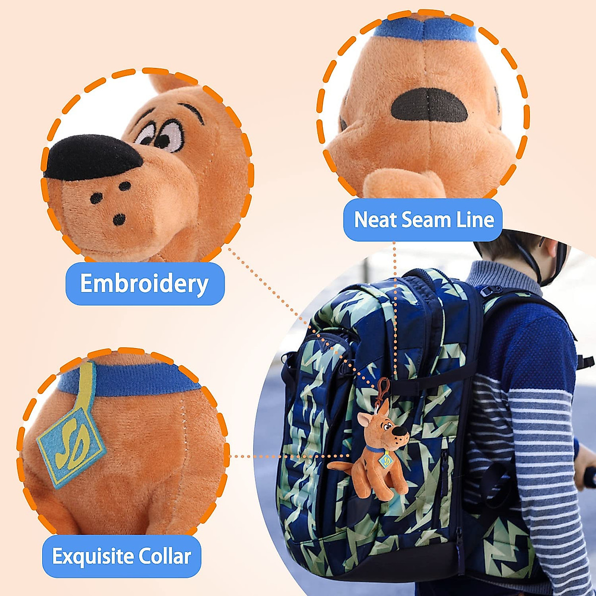 Giliger Scoooby Doo 6 Inches Plush Keychain for Bag Backpack Stuffed Animal Dog Gift Stocking Stuffers for Kids Teens