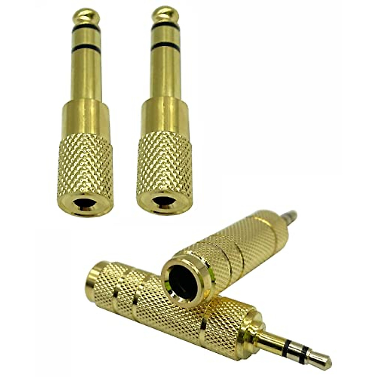 6.35mm to 3.5mm Headphone Adapter, Dafensoy 3.5mm(1/8'') Male to 6.35mm (1/4'') Female and 3.5mm Female to 6.35mm Male Stereo Adapter Gold Plated Connectors, for Headphone, Amp Adapte Etc 4-Pack