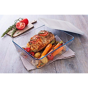 Pyrex Cook&Freeze Set of 2 Rectangular containers with lids, Extra Strong Borosilicate Glass, 1.5L + 2.6L, Oven-Safe, 1,5L - 2,6L, Clear