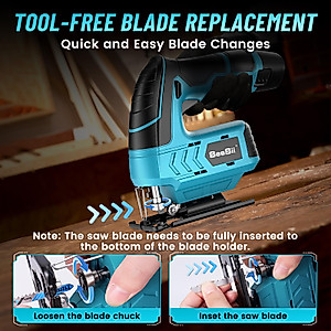 Seesii Cordless Jig Saw, 12V Jigsaw with 2 Lithium Batteries, Charger, and 10PCS Blades, ±45° Bevel Cuts, Variable Speed for Straight, Curve, and Bevel Cutting