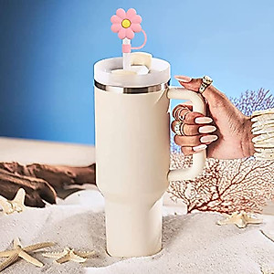 4Pcs Straw Covers Cap, Monkle Stanley Straw Topper Silicone Reusable Dust-Proof Straw Tips 8-10mm for Drinking Straws Plug Straw Caps