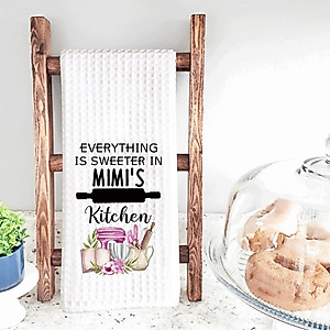 TSOTMO Mimi Gift Mimi Everything is Sweeter in Mimi’s Kitchen Grandma Kitchen Towel Dish Towel (Sweeter Mimi)