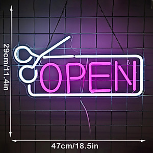 Open Neon Sign Pink White LED Sign USB Powered Neon Light up Signs for Wall Decor with Switch for Bar Salon Store Hotel Coffee Shop Club Business