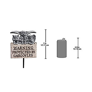 Design Toscano NG299100 Beware of Gargoyles Garden Sign Plaque with Stake, 7" Wx1 Dx7 H, Single
