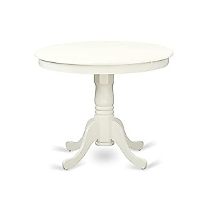 East West Furniture ANT-LWH-TP Antique Dining Room Round Kitchen Table Top with Pedestal Base, 36x36 Inch, Linen White