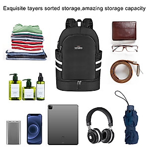 KingBig Gym Backpack Waterproof Backpack With Shoe Compartment Lightweight Travel Backpack Sports Backpack Small Gym Bag（high-capacity）