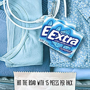 Extra Gum Peppermint Chewing Gum, 15 Pieces (Pack of 10)