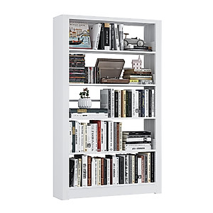 RpAosd Metal Bookshelf, 69" Heavy Duty Bookcase with 5 Adjustable Shelves, Open Shelf Bookcase, Free-Standing Library Bookshelf for Home Office, Library, Bedroom, Living Room (White)