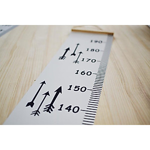 Baby Height Growth Chart Hanging Rulers Kids Room Wall Wood Frame Canvas Ruler Room Decoration 79''x7.9'' (Arrow)