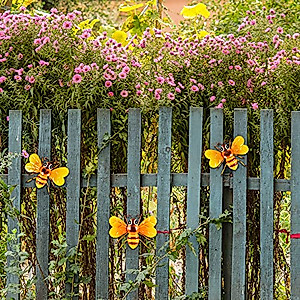 Canabear Metal Bee Wall Decor Art, Iron Bee Hanging Decorations for Outdoor Home Garden Lawn Fence Patio Yard Art