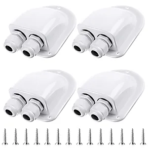 4 Pieces Solar Double Cable Entry Gland for All Cable Types 13AWG to 7AWG, RV Accessories Waterproof ABS Solar Dual Cable Entry Housing for RVBoatYachtRoofCamper Van