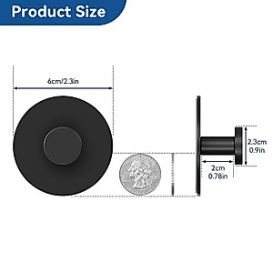 bussdis Multifunctional Towel Hooks for Bathroom Wall - Extra Sticky Stainless, Holds up to 12LB, Coat Hooks Wall Hooks, Adhesive Door Holder Hanger Shower Accessories, Matt Black Heavy Duty