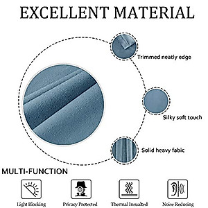 SMILETIME Sky Blue 96 in Long Velvet Curtains with Grommet, Thermal Insulated Super Soft Privacy Noise Reducing Light Blocking Velvet Curtains for Living Room, 2 Panels, Each 52 x 96 inches Long