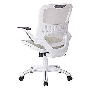 Office Star Ventilated Manager's Office Desk Chair with Breathable Mesh Seat and Back, White Base, White