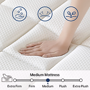 Queen Mattress, 12 Inch Queen Size Mattress in a Box, Hybrid Mattress Queen Size, Ultimate Motion Isolation with Gel Memory Foam and Pocket Spring, Medium Firm, Edge Support