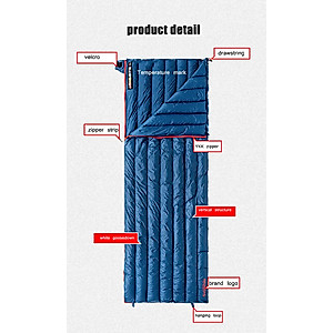 Naturehike Ultralight Goose Down Camping Sleeping Bag 800 Fill Power Compact Envelope Backpacking Sleeping Sack for Hiking Outdoor (Blue)