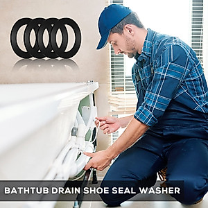 4 Pcs 1-3/4-Inch by 2-5/8-Inch Rubber Gasket for Tub Drain Shoe Tub Overflow Gasket Silicone Bathtub Drains Seal