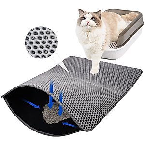 BrLacHhaZ Cat Litter Mat, Double Layer Litter Box Mat, Urine & Water Proof Cat Litter Catcher Mat, (30 x 22 Inch) Large Litter Trapping Mat Washable, Scatter Control