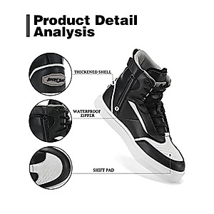 IRON JIA'S Motorcycle Shoes, Men Streetbike Casual Motorcycle Riding Boots Waterproof Anti-Slip Breathable Ankle Support Protective Gear Power Sport Footwear Black