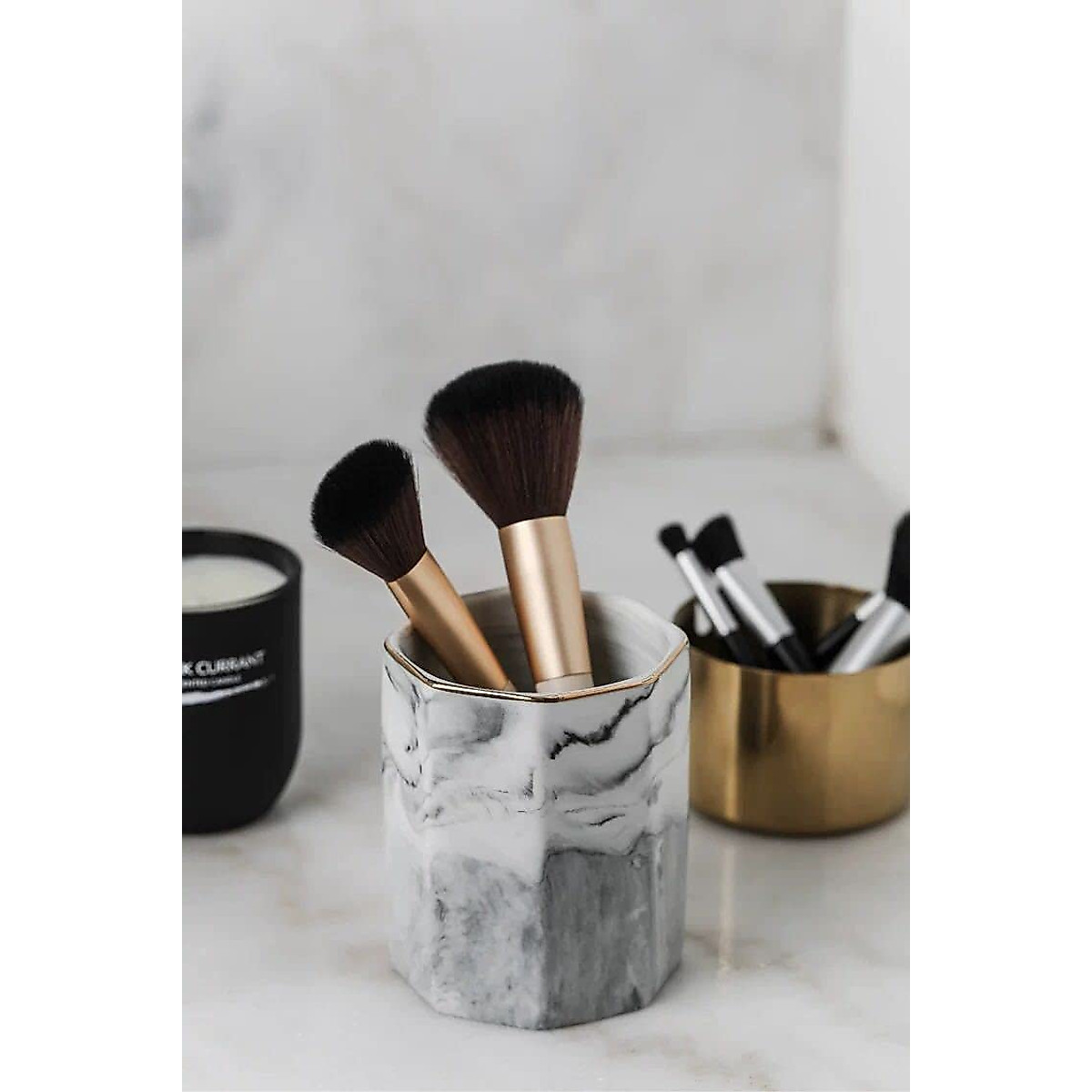 123Arts Ceramic Marble Pen Holder Makeup Brush Storage Container Home Storage Container