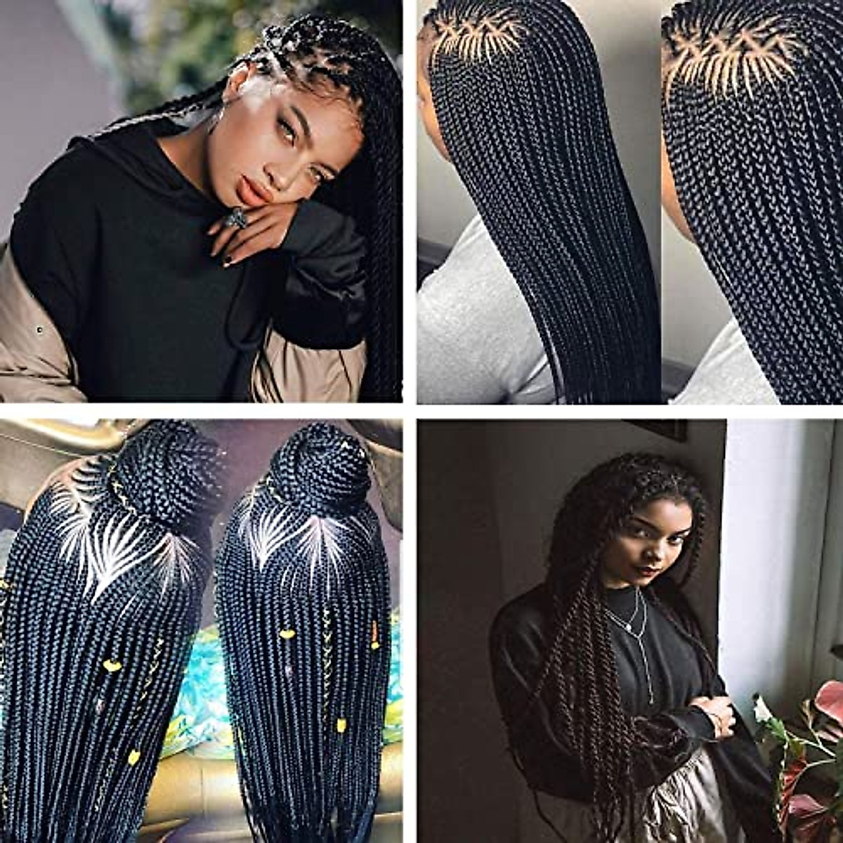 4 Packs Brazilian Wool Hair Yarn, Wool Yarn for Hair Jumbo Braiding& Senegalese Twisting Wool Hair Attachment Knitting Hair Braids(Natural Black)