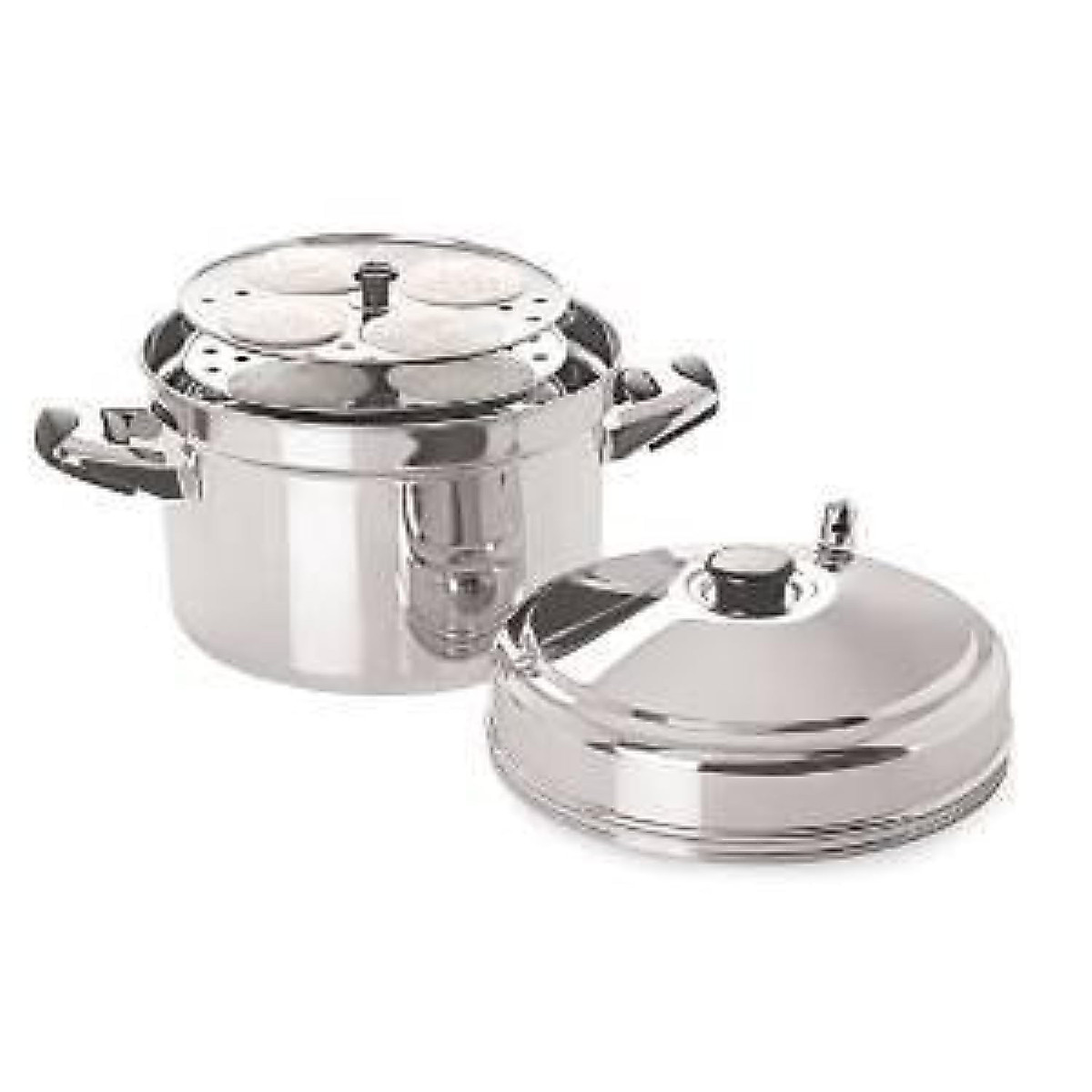 TABAKH IC-205 5-Rack Stainless Steel Idli Cooker with Strong Handles,Silver,Medium