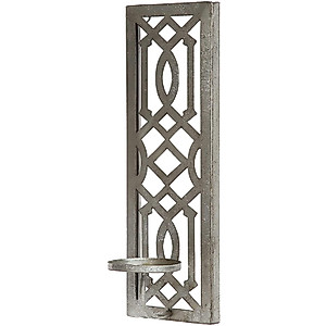 Hosley Set of 2 Iron Wall Pillar Candle Sconce 16.5 Inch High Mid Century Modern Silver. Ideal Gift Wedding Special Occasions Home Office Spa Aromatherapy , Gardens O4