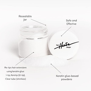 28g Hair Extension Keratin Glue Powder for Hot Fusion, K Tip, U-Tip, I-Tip, Keratip, Shrinkies Extensions Tool for Re-Tipping Hair Extensions for Reuse and Reinstallation