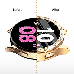 Surace Soft TPU Case for Galaxy Watch 4 & Galaxy Watch 5 40mm with Screen Protector, Bling Crystal Diamond Protective Bumper for Samsung Galaxy Watch 4 5 40mm (3 Packs, Rose Gold/Pink/Clear)